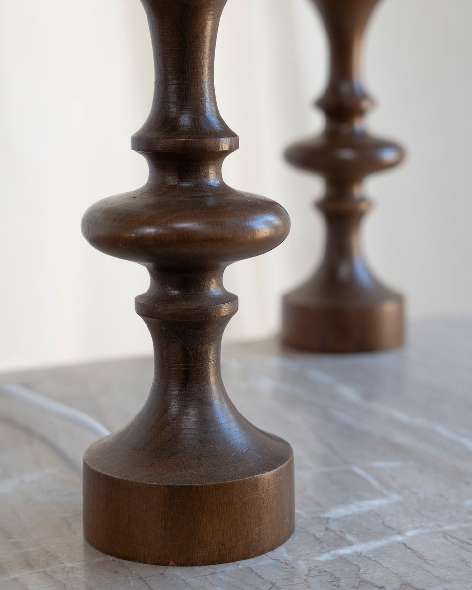 Pair of Wooden Turned Lamps – Vantage Living