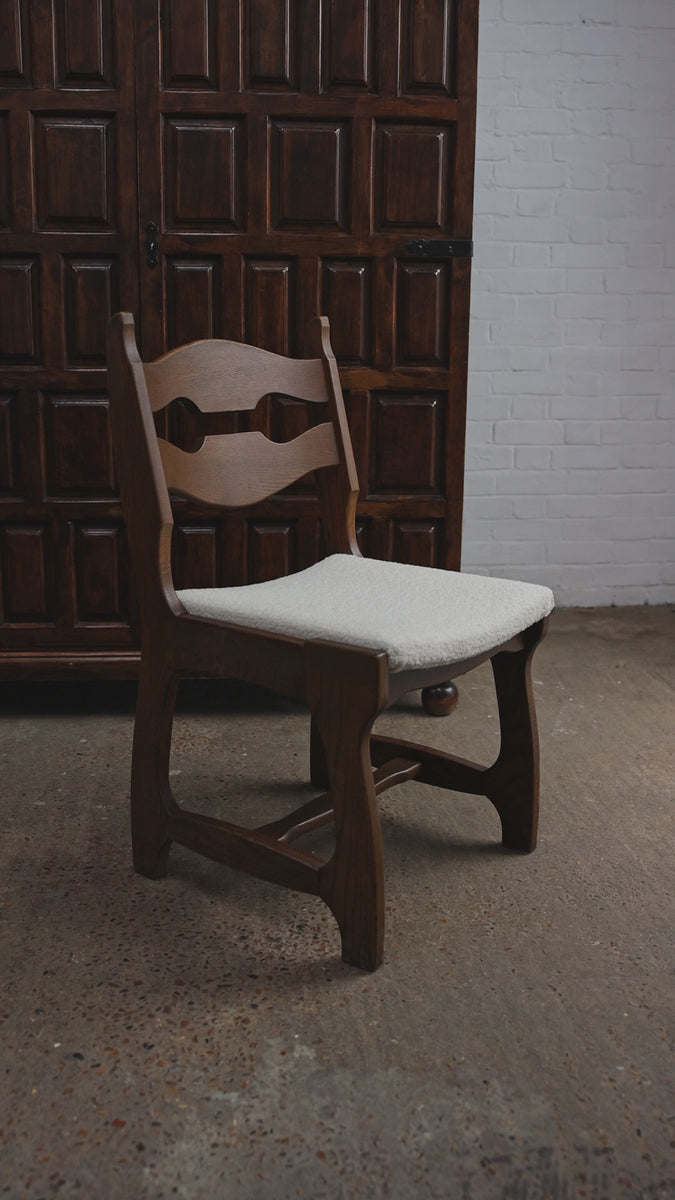 Set Of 4 Razor Back Oak Chairs By Guillerme Et Chambron – Vantage Living